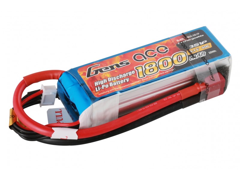 Gens Ace - Lipo 3S 11.1V 1800mAh 40C with T-Type